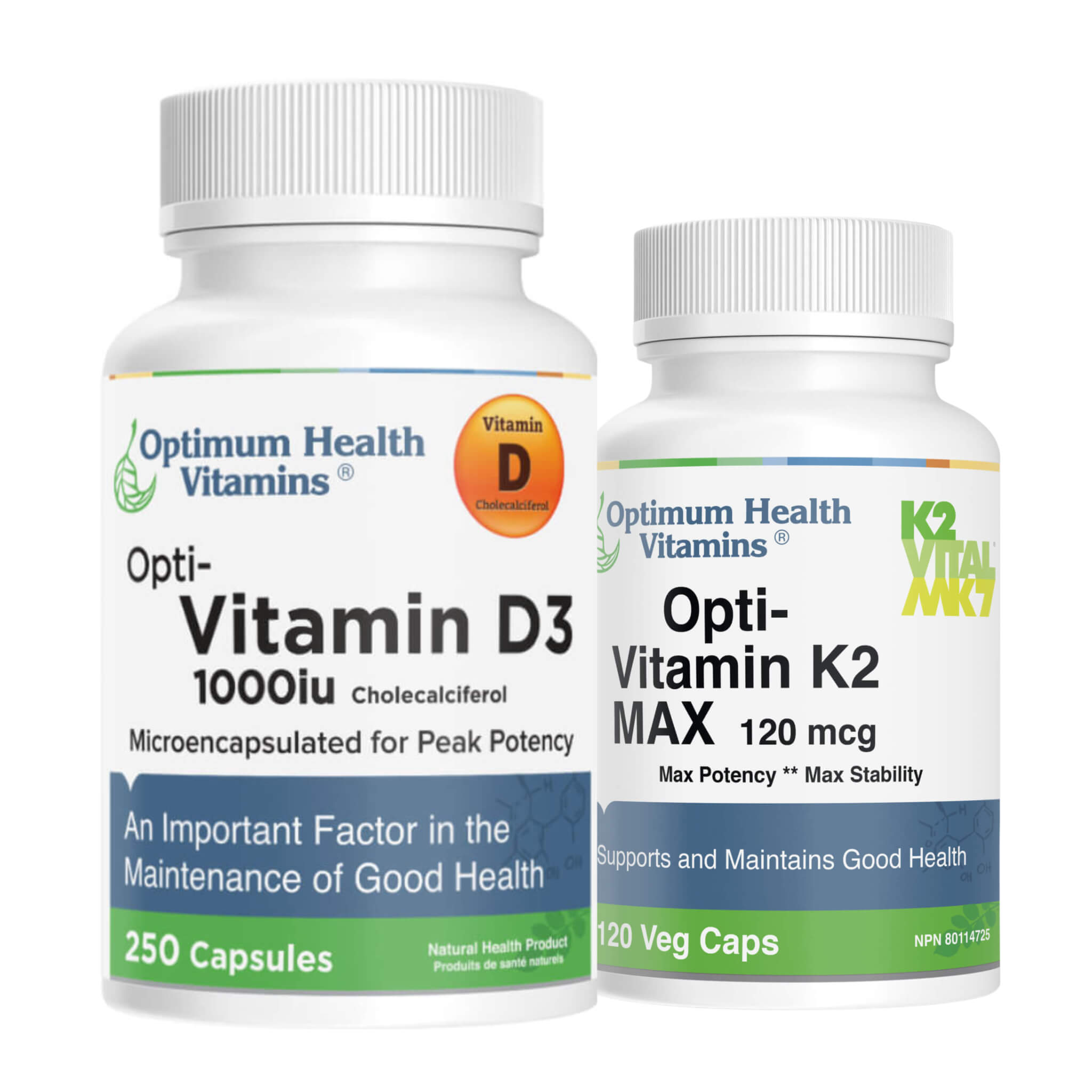 Optimum Health | Opti-Vitamin D3 1000 IU + Opti-Vitamin K2 MAX Bundle
