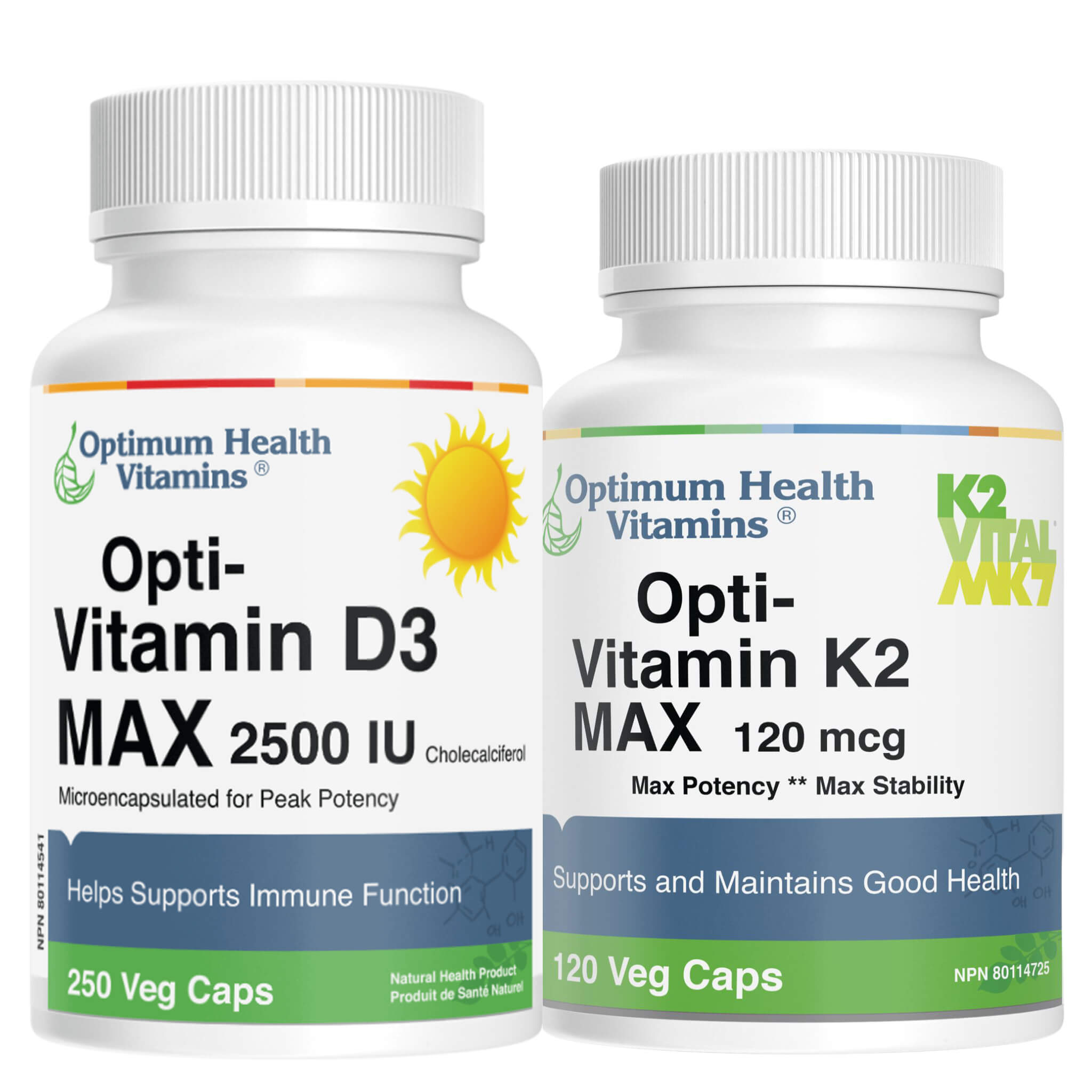 Optimum Health | Opti-Vitamin D3 2500IU + K2 Max Bundle