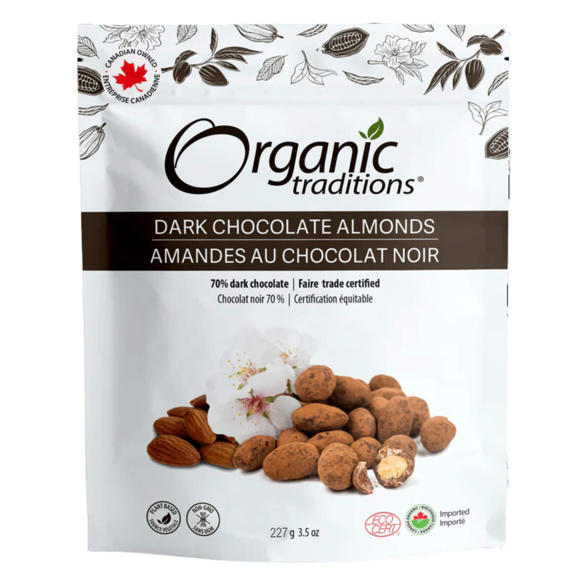 Optimum Health | Organic Traditions - Dark Chocolate Almonds 227g