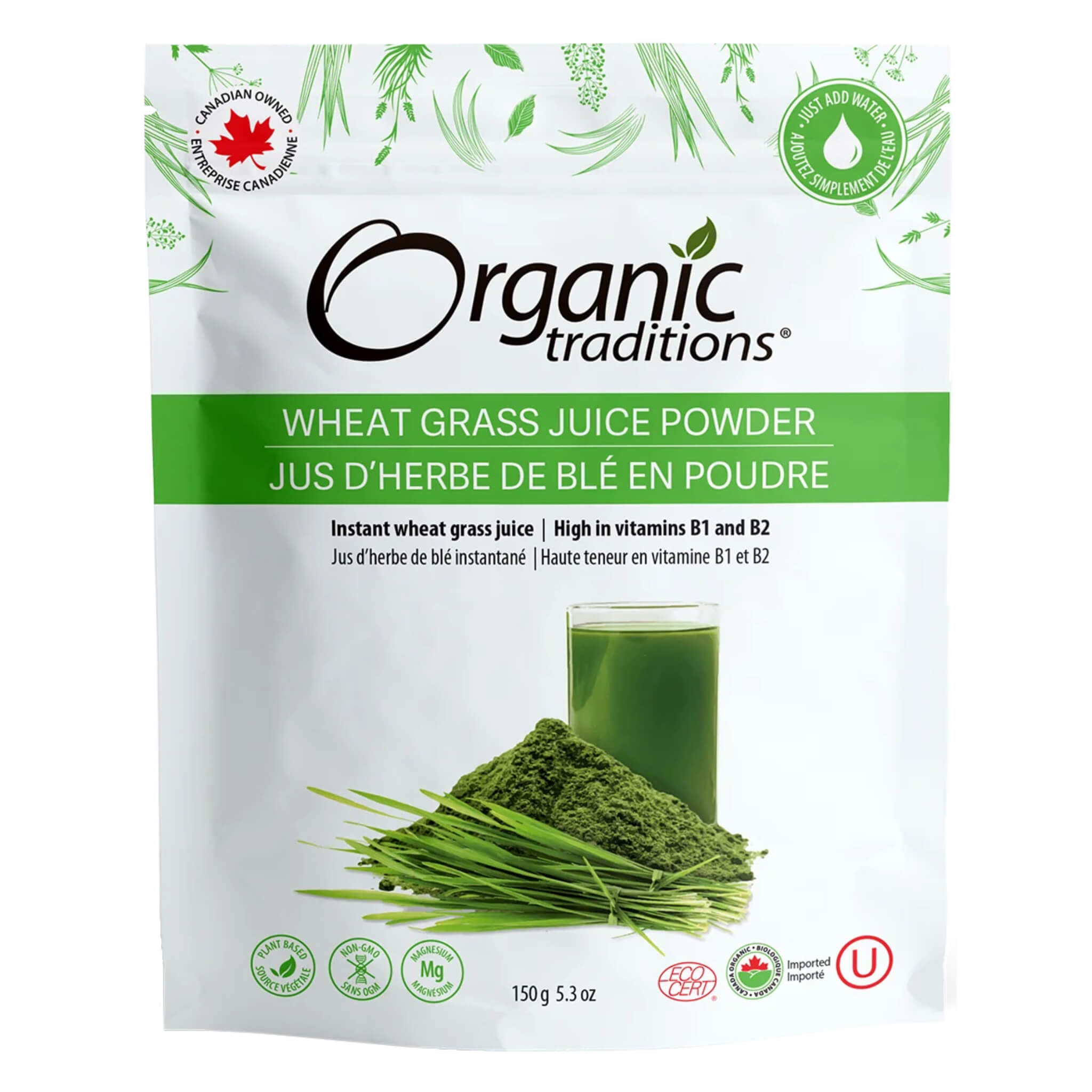 Optimum Health | Organic Traditions Organic Wheat Grass Juice Powder